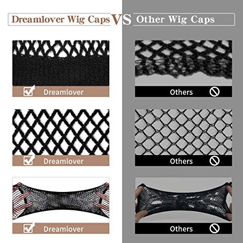 Dreamlover Black Wig Cap for Women Lace Front, Mesh Wig Cap for Long Hair, Wig Net Cap, 2 Pieces