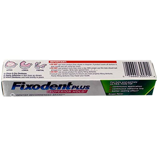 Fixodent Plus Denture Adhesive Cream Scope Flavor - 2 oz, Pack of 3