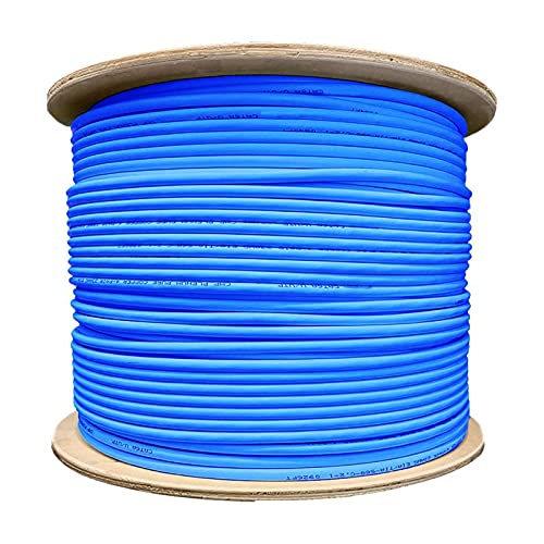 iTechCables, Cat6a Plenum 1000ft CMP Rated Pure Copper, 750Mhz, Solid Ethernet Cable, 23AWG, 10 Gigabit Ethernet Cable, Unshielded Twisted Pairs (6a UTP) (Blue)