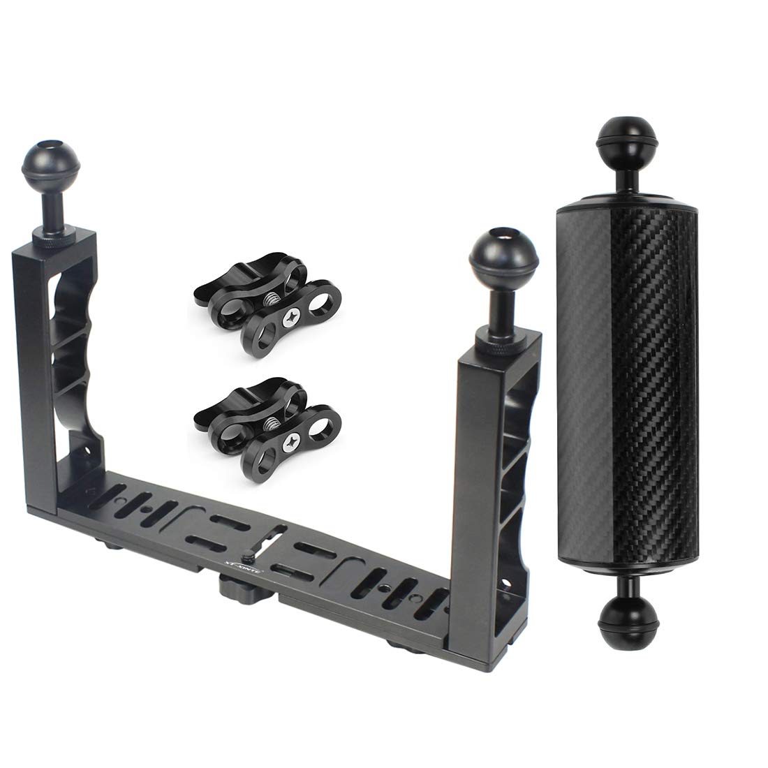 XT-XINTE CNC Aluminum Alloy Handle Grip Stabilizer Rig Handheld Underwater Scuba Waterproof Diving Tray Mount Compatible for Gopro/Sjcam, for DSLR Camera LED Light Smartphone (Combo 3)