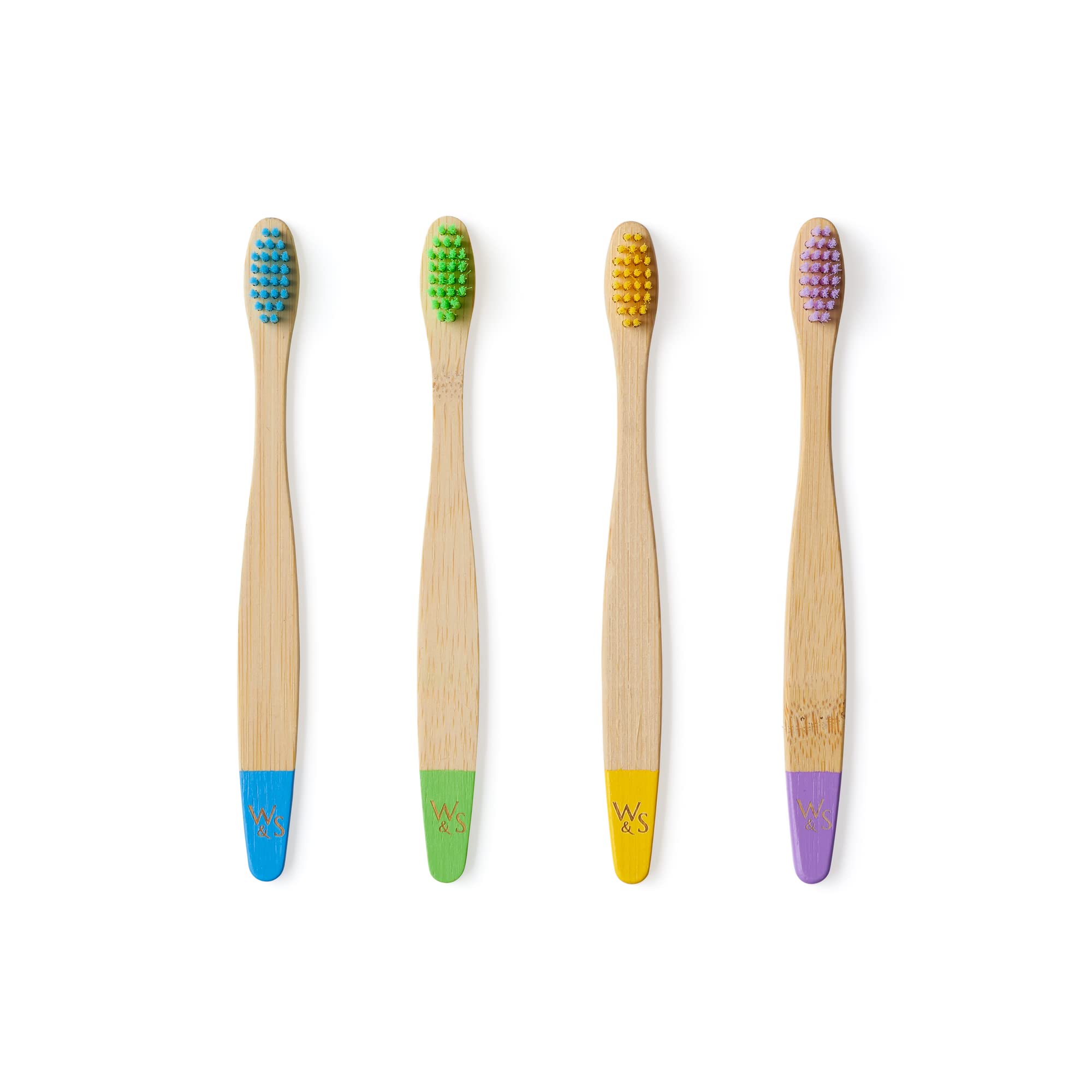 Wild & Stone | Organic Children's Bamboo Toothbrush | 4 Pack | Soft Fibre Bristles | 100% Biodegradable Handle | BPA Free | Vegan Eco Friendly Kids Toothbrushes (Multicolor)
