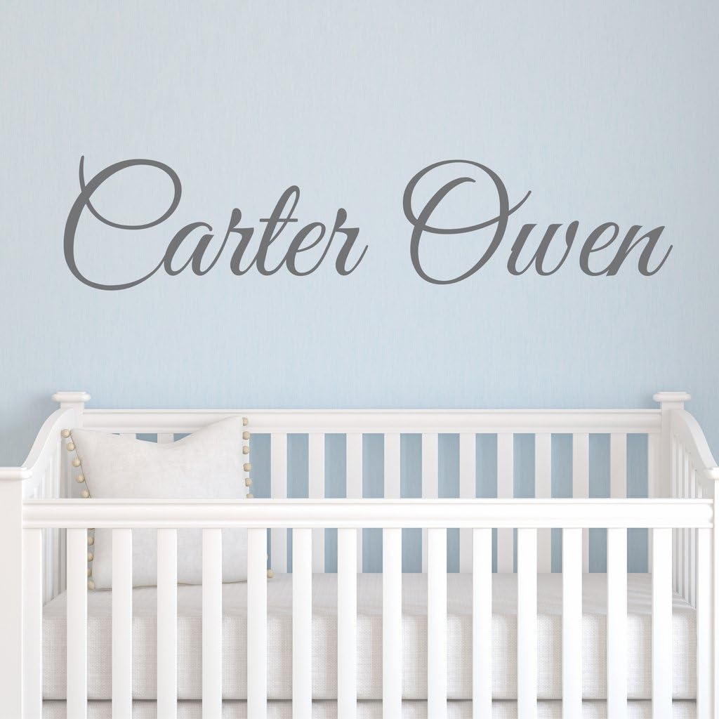 Boys Nursery Personalized Custom Name Vinyl Wall Art Sticker, Name 28" W, Boy Name Decal, Boys Name, Nursery Name, Boys Name Decor Wall Decals, Boy's Bedroom, Plus Free 12" White Hello Door Decal