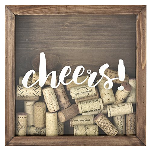 MCS 66959 Bar None Cheers Wine Cork Holder Shadowbox, 10"x10", Brown