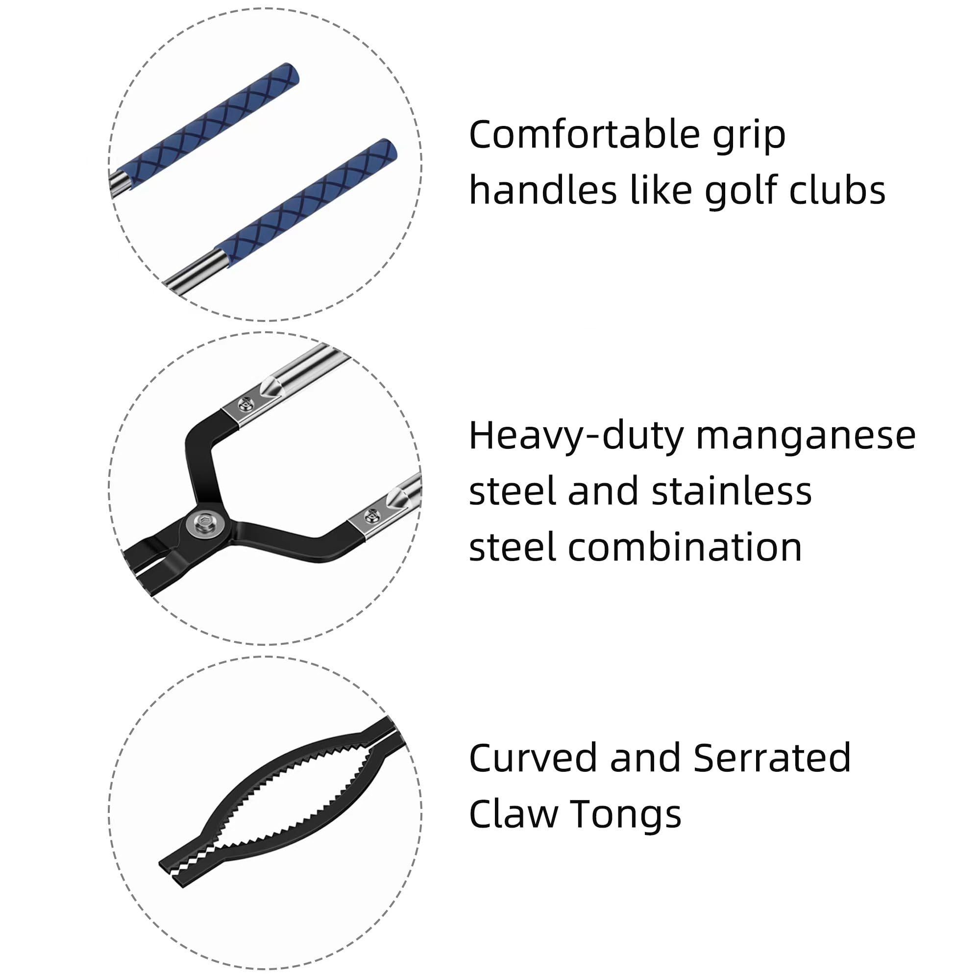 RAOMEIDE 41" Fireplace Tongs Log Grabber Heavy Duty Fire Tongs for Fire Pit Firepit Tongs for Outside Pits Campfire Firewood Tongs Log Grabber (Black)
