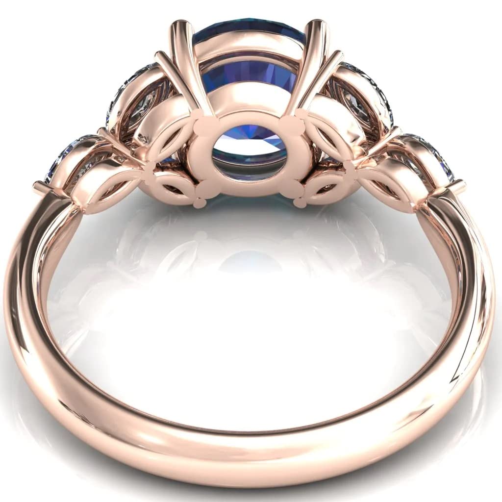 3.20Ctw Round Cut Alexandrite Simulated Diamond Unique Women's Engagement Ring 14K Rose Gold Plated (6.5)