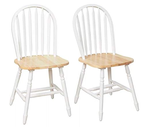 Target Marketing Systems, Inc. Set of 2 Carolina Windsor Classic Farmhouse Style Dining Chair (White/Natural)