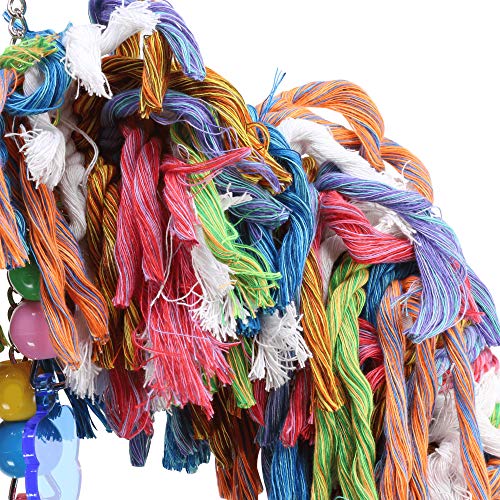 Bonka Bird Toys 1019 Large Fuzz Ring Colorful Cotton Preening Perch Parrot African Grey Cockatoo Amazon