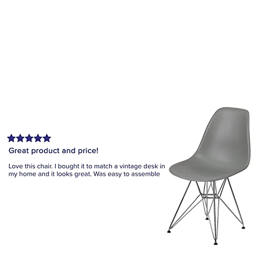 Flash Furniture Elon Series Moss Gray Plastic Chair with Chrome Base