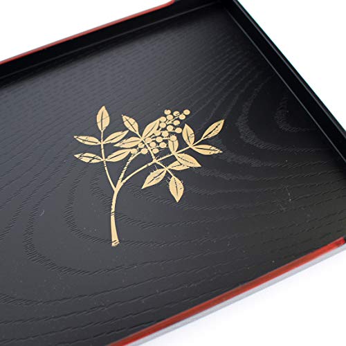 Tea Serving Tray, Japanese Style, Sakura Cherry Blossom and Nanten Sacred Bamboo, 10 x 6.3inches (Rectangle (Iris))