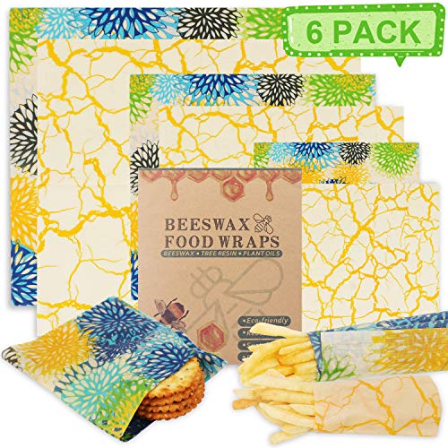Reusable Beeswax Wrap Bees wax Food Storage Wraps – 6 Packs Eco Friendly Cotton Wrapping(Green)