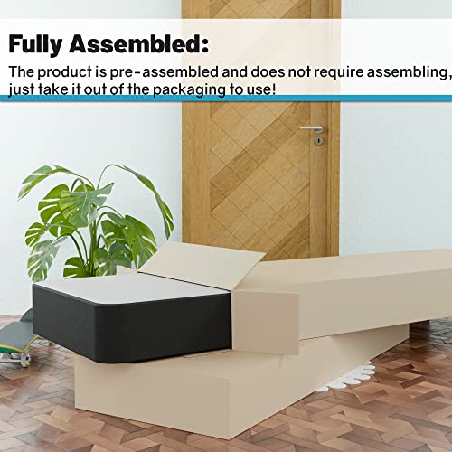 Greaton, 8-Inch Sturdy Box Spring for Mattress Support-Durable and Fully Assembled, Natural Wood Foundation for Twin XL, Black