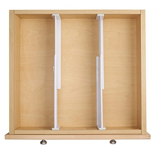 mDesign Expandable Kitchen Drawer Organizer - Adjustable Divider with Foam Ends - Secure Hold, Locks in Place - Separators for Pantry, Cupboard, Cabinet Storage, Ligne Collection, 4 Pack - White