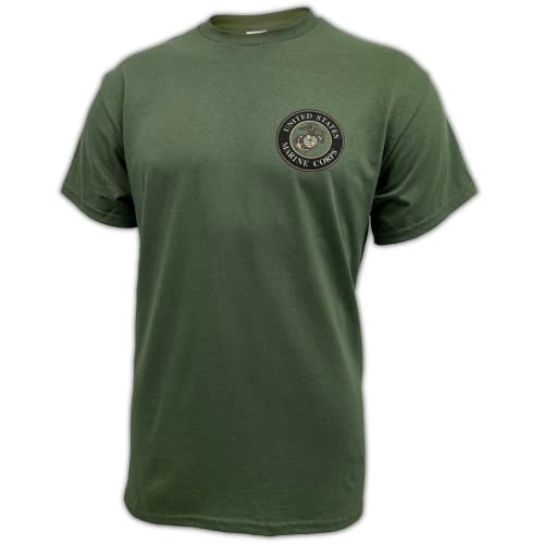 Armed Forces Gear Men's US Marines Camo Flag T-Shirt - Official Licensed United States Marine Corps Shirts for Men (OD Green, Large)