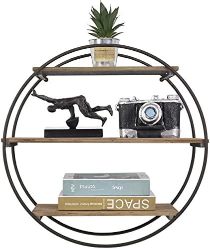 RiteSune Round Circle Wall Shelves, 3 Tier Hanging Floating Display Shelf Decor for Bedroom Living Room Office, 20"X7.5"