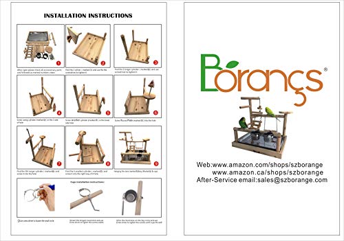 Borangs Parrots Playstand Bird Playground Wood Perch Gym Stand Playpen Bird Ladders Exercise Playgym with Feeder Cups for Parakeet Conure Cockatiel Lorikeet Budgie Cage Accessories Exercise Toy