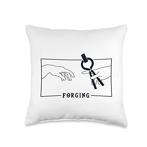 Forging Tools Equipment Kit Gifts For Beginners Michelangelo Creation of Adam Forging Blacksmith Throw Pillow, 16x16, Multicolor