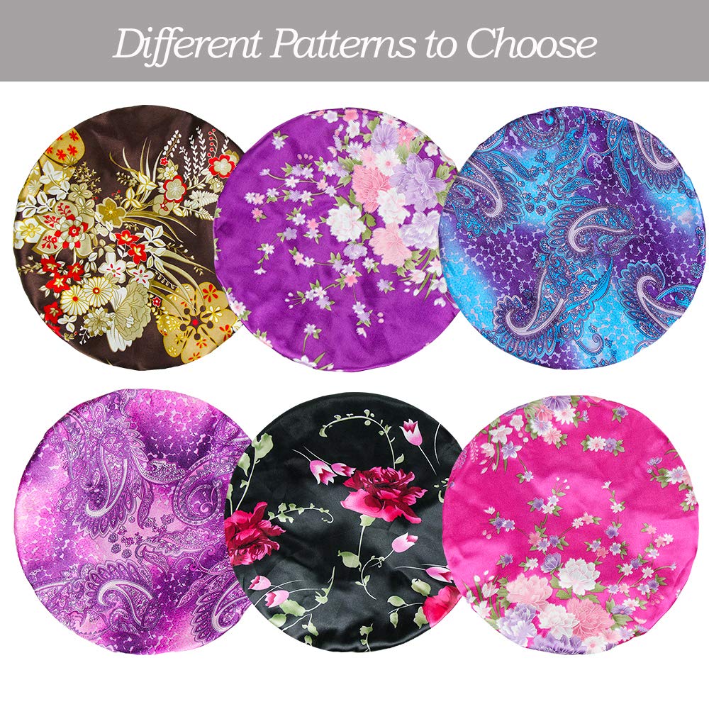 4 Pieces Wide Elastic Band Satin Sleep Bonnet Soft Night Sleeping Cap for Women Haircare