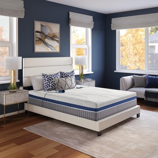 Queen 12-inch Night Air Smart Zone Bed, Adjustable 2-Chamber Design, Dual Zone Comfort Firmness Control, Liquid Gel, Latex Foam Pressure Relief, Cooling Ice Lux Removable Washable Cover, Mattress Only