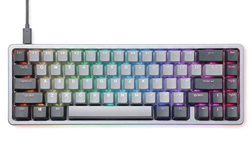DROP ALT High-Profile Mechanical Keyboard — 65% (67 Key) Gaming Keyboard, Hot-Swap Switches, Programmable Macros, Backlit RGB LED, USB-C, Doubleshot PBT, Aluminum Frame (Kaihua Speed Silver, Gray)