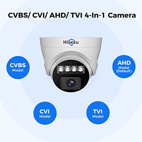 Hiseeu 5MP Analog/AHD/CVI/XVI 2560 TVL Wired Security Camera, Dome Comera for 5MP/1080P Analog Security Cameara System, Clear Night Vision up to 60ft, Remote Access Wall& Ceiling Mount