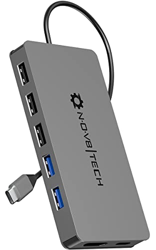 NOV8Tech USB C Hub, 11 in 1 USB Hub 3.0 Adapter Dongle for M1 MacBook Pro Air, Windows Laptop and Other Type C Devices, 4K HDMI, 100W USB C Dock PD, Micro SD & 2X SD, 2X USB 3.0, 3X USB 2.0