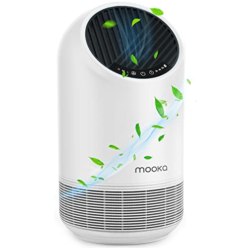 MOOKA Air Purifiers for Home Large Room 880ft², H13 HEPA Air Purifiers for Pets Smokers Remove 99.97% Allergies Pollen Dust Smoke, Air Cleaner for Bedroom Office Kitchen Living Room, White