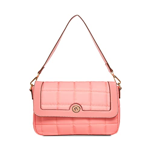Anne Klein Quilted ak Nylon Shoulder Bag, Rose Apple/Rose Apple/Rose Apple-Light Coffee