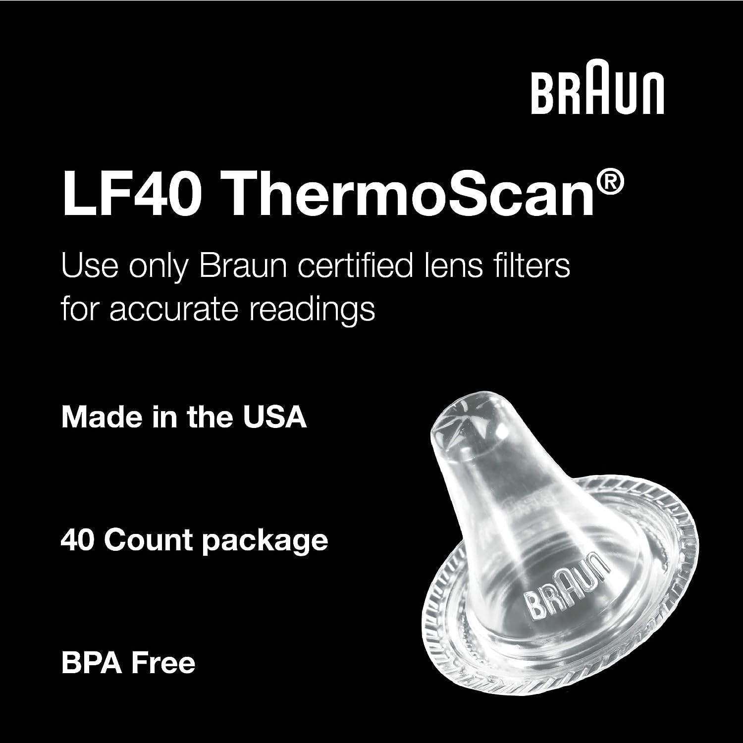 Braun Ear Thermoscan Lens Filters 80 Count (2 Packs of LF40)