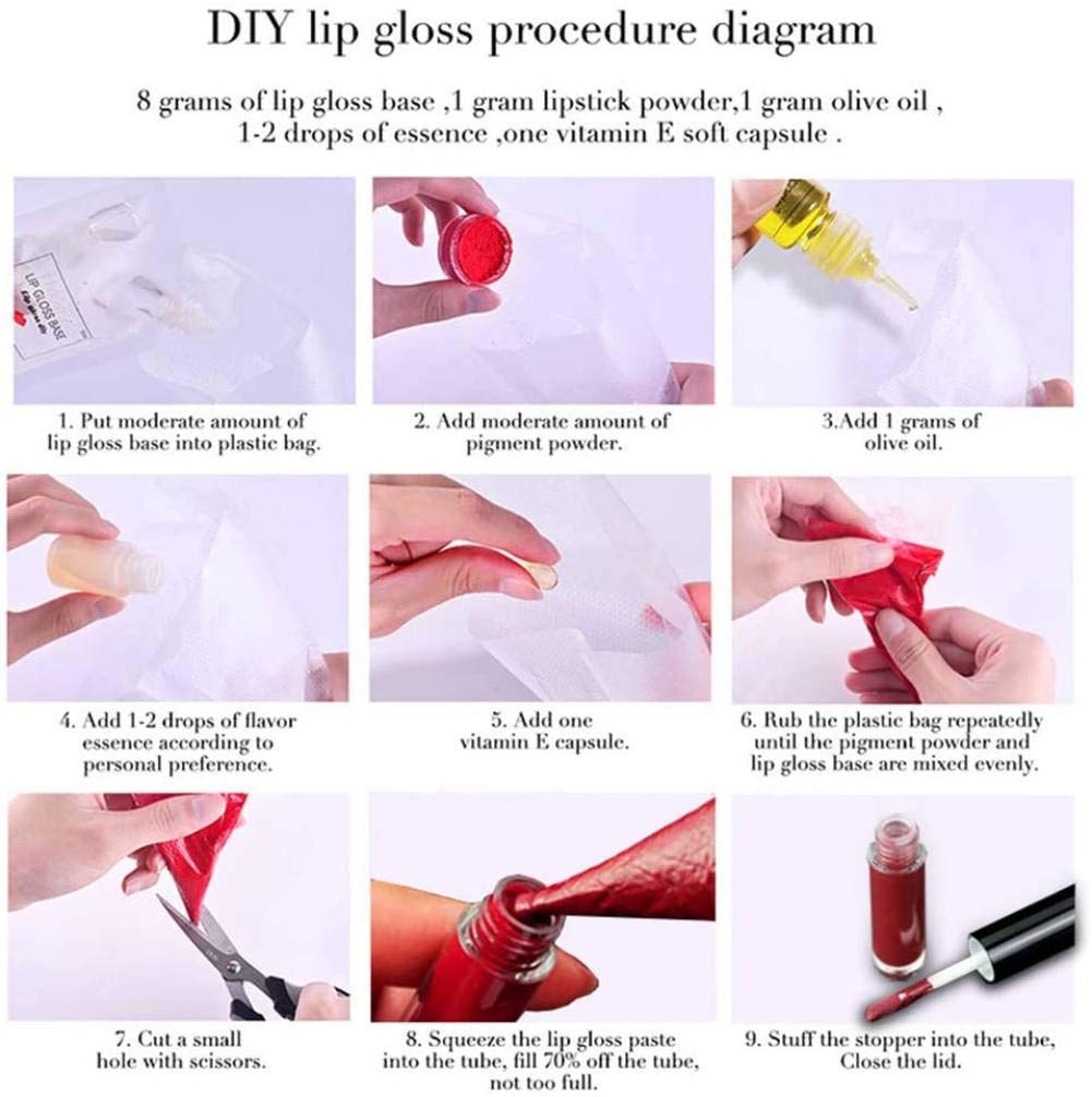 Skynest Lip Gloss Base, DIY Lip Gloss Moisturizing, Non-Sticky, Vegan Lip Makeup Oil(1Pack 50ML+3 Packs 20ML)