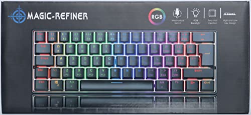 UK Layout 60% True Mechanical Gaming Keyboard Type C Wired 61 Keys LED Backlit USB Waterproof Keyboard 14 Chroma RGB Backlight Full Anti-ghosting Keys for Computer/PC/Laptop/MAC (White/Blue Switch)