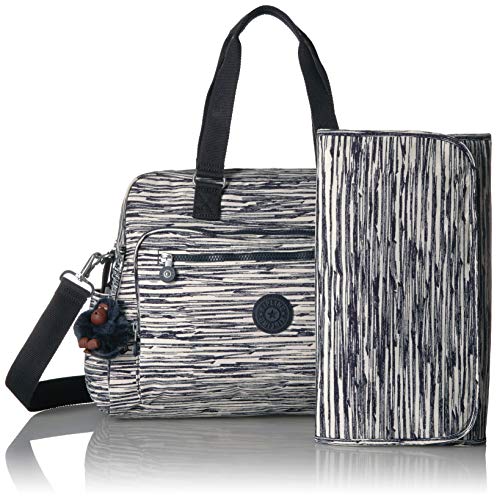 Kipling Women's Alanna Diaper Bag, Stroller Clips, Zip Closure, Scribble Lines Blue, One Size