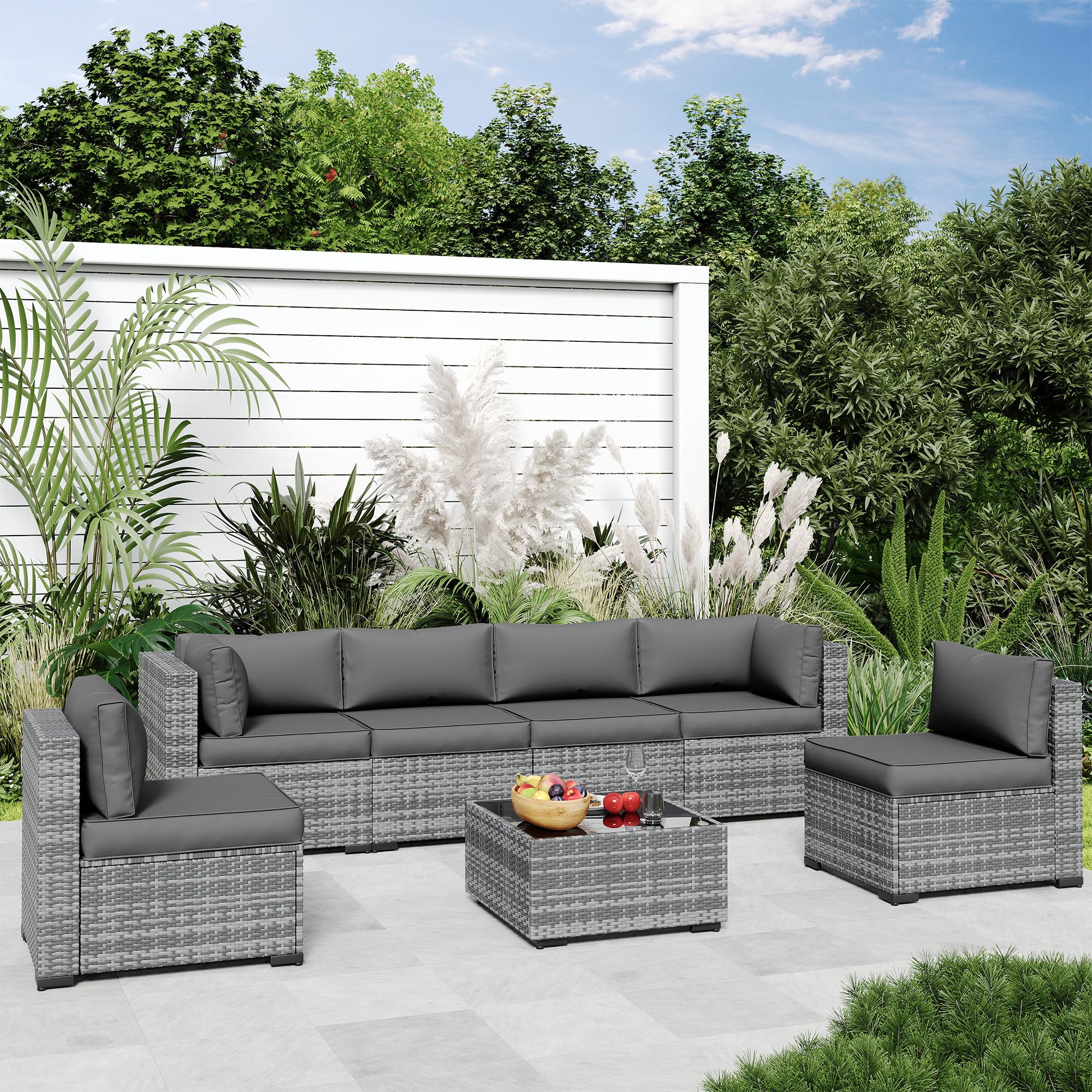 Amopatio Outdoor Cushions for Patio Furniture Replacement, Patio Furniture Cushions, Deep Seat Patio Cushions, Patio Seat Cushions for Outdoor Sectional (Grey)