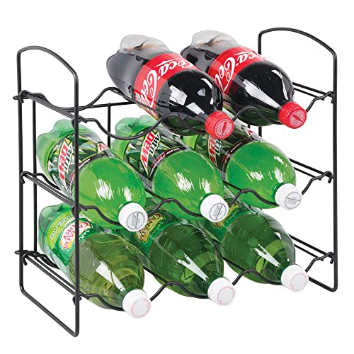 mDesign Metal Wire Free-Standing Water Bottle Rack - Storage Organizer for Kitchen Countertops, Matte Black