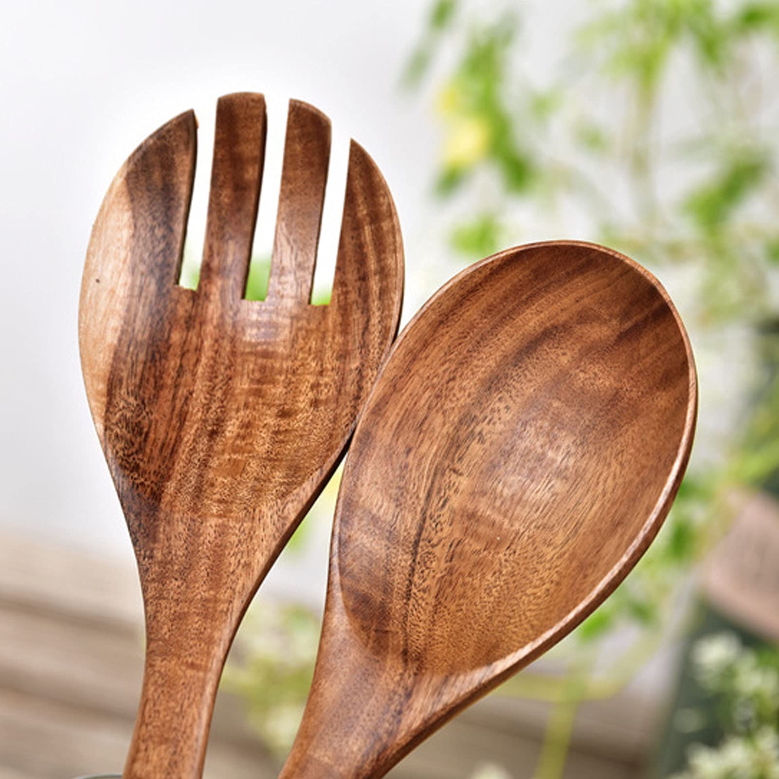 2Pcs/Set Spoon Fork for Cooking Set,Wooden Spoon Set,Nonstick Cookware, Eco Friendly Stirring Spoons for Home Cooking or Restaurant