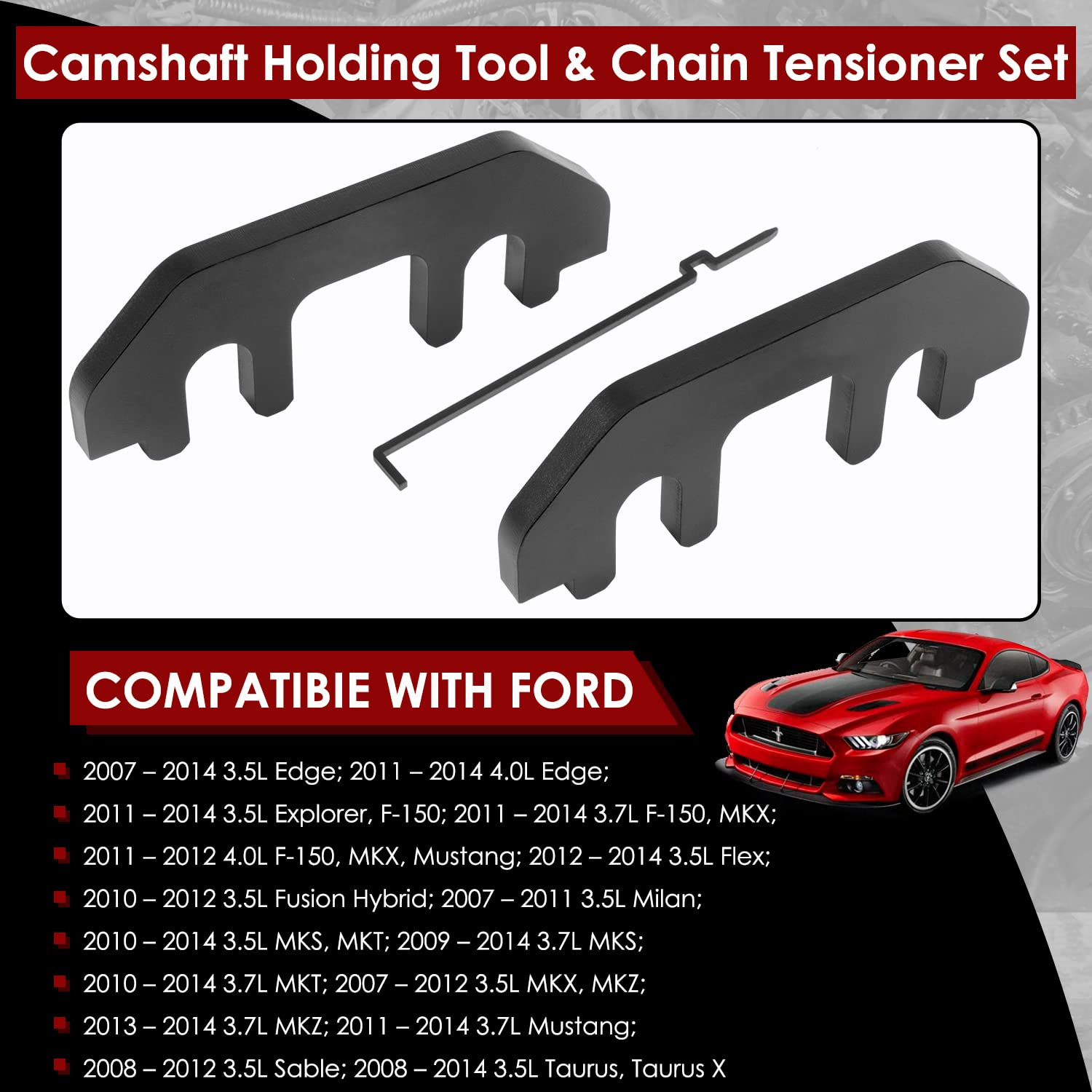 303-1248 303-1530 Camshaft Holding Tool and Chain Tensioner Set Compatible with OTC 6682 Fit for Ford 3.5L 3.7L 4V Engines