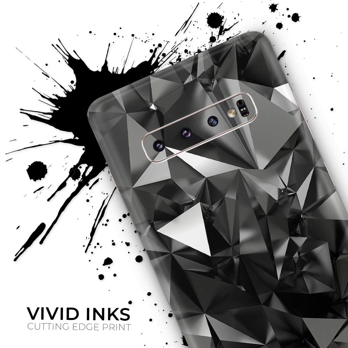 DesignSkinz Black 3D Diamond Surface | Protective Vinyl Decal Wrap Skin Cover Compatible with The Samsung Galaxy S10e (Full-Body, Screen Trim & Back Glass Skin)