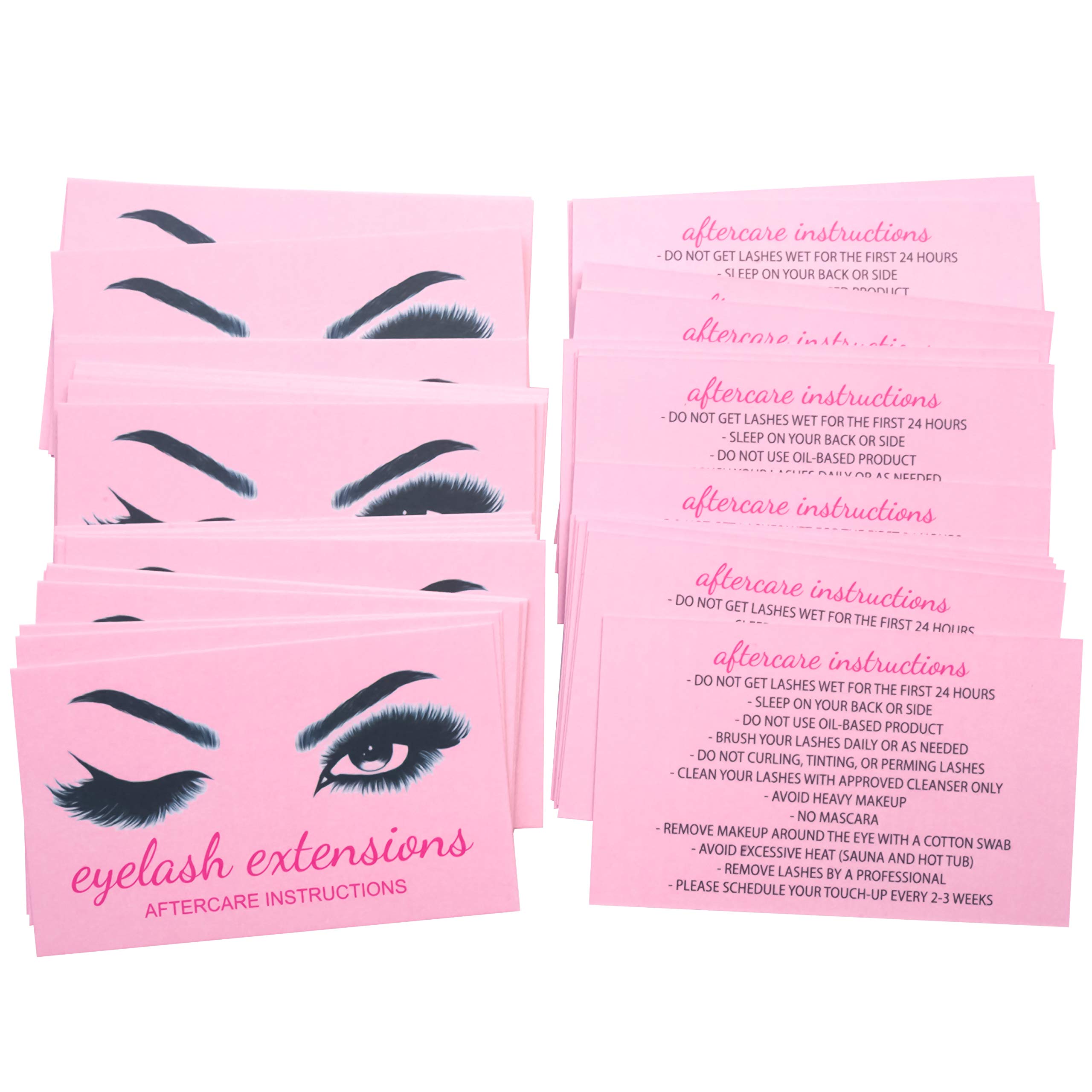 50 Lash Extension Aftercare card, Lash Aftercare Instruction, Lash client cards, Lash Technicians accessories,HOT PINK