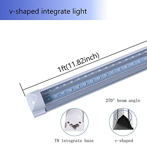 4 Pack LED UV Black Light Bar 1FT 10W T8 Integrated V Shaped, Blacklight Fixture for Blacklight Poster and Party, Fun Atmosphere Led Stage with Built-in ON/Off Switch(1ft 10w, 4 Pack)