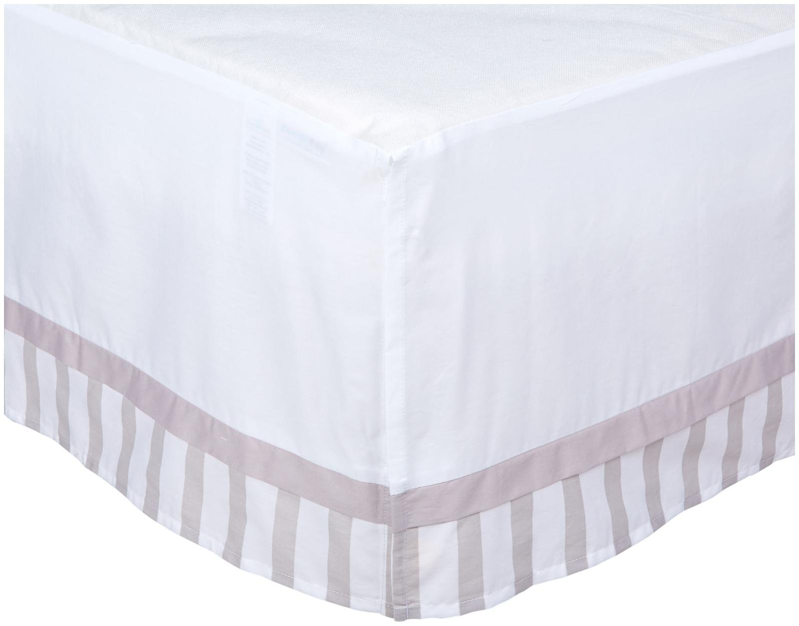 BreathableBaby | Cotton Crib Skirt | Fits Standard Crib Mattresses | 100% Cotton | Machine Wash and Dry | White and Gray Stripe