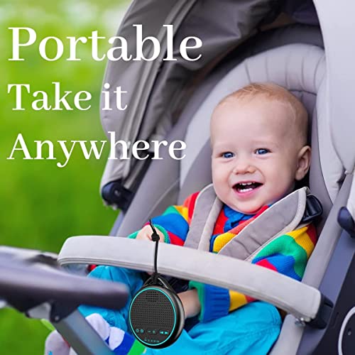 Fourair White Noise Sound Machine with 25 Soothing Sounds Powered by USB or Battery Portable Lanyard for Travel 32 Volume Levels 5 Timers and Memory Function for Baby Kids Adults Sleeping (Black)