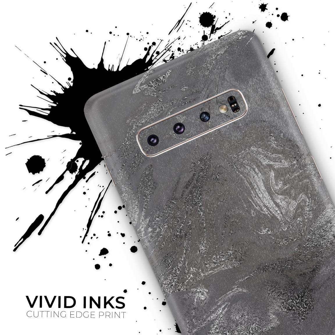 DesignSkinz Black & Silver Marble Swirl V5 | Protective Vinyl Decal Wrap Skin Cover Compatible with The Samsung Galaxy Note 10 LITE (Full-Body, Screen Trim & Back Glass Skin)