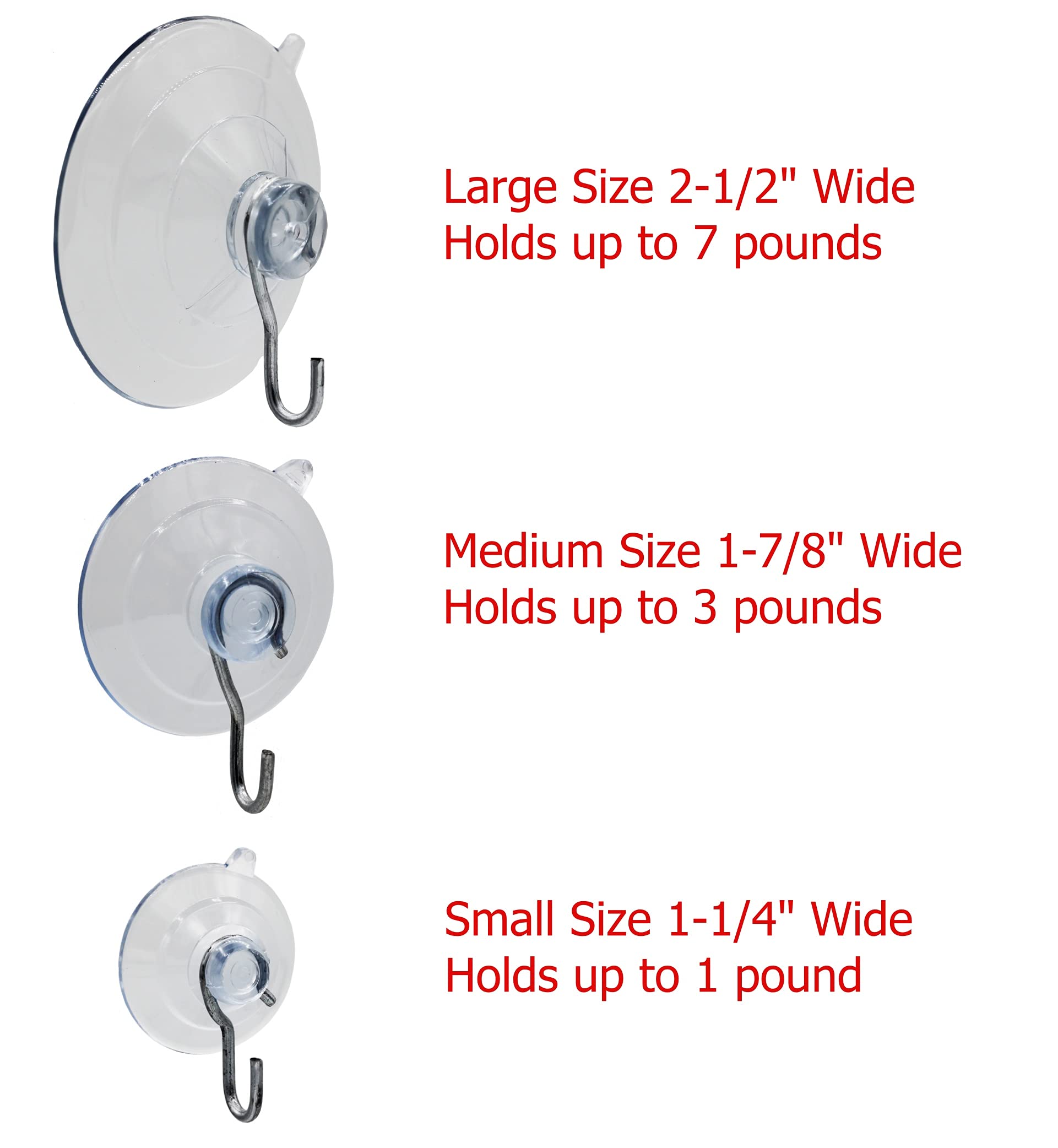 Projectpak Suction Cup Hooks Combo Pack - 10 Pack, Powerful Window Hanging Suction Cups for Glass, Mirrors, Stained Glass, Doors | 2 Large, 4 Medium, 4 Small