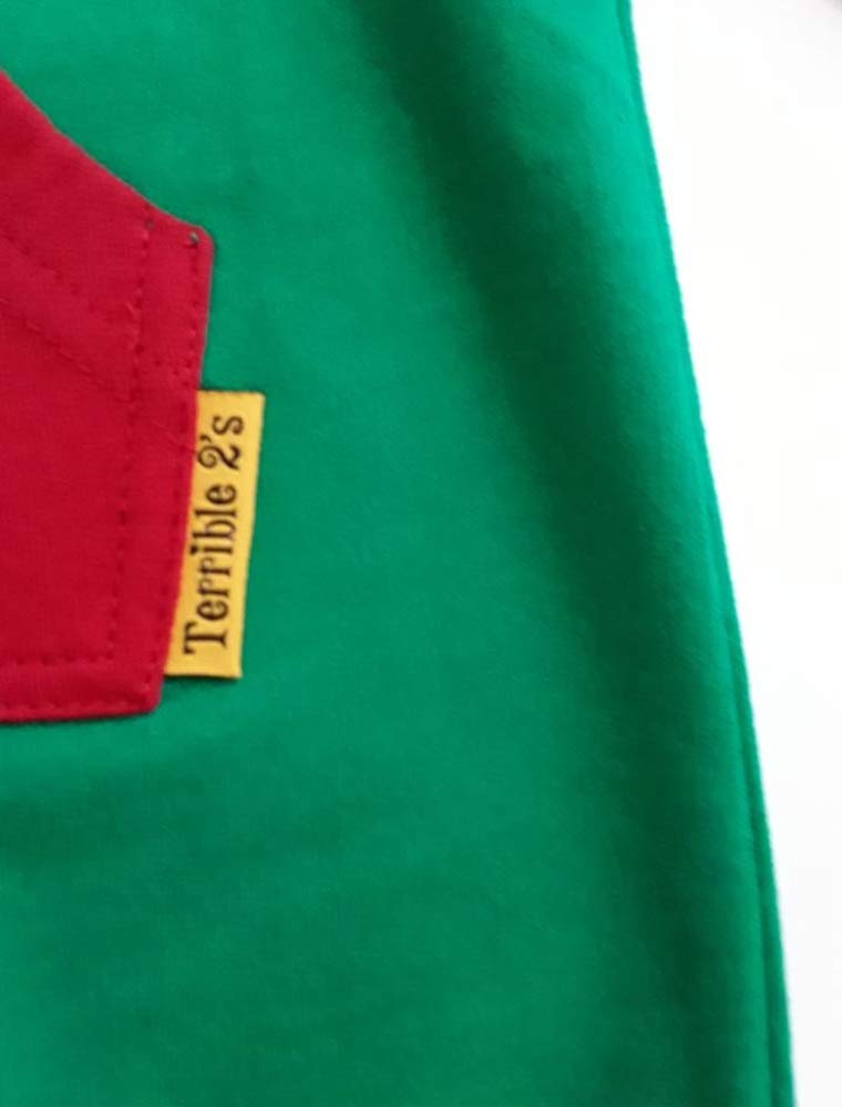 Terrible 2's Strip-Proof Toddler Romper with a Back Zipper in Green/Red (5T)