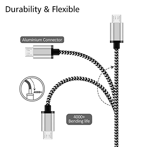 Deegotech Micro USB Cable, 10ft 3-Pack Extra Long Android Charger Cable, Nylon Braided Phone Charger Cords Fast Charging for Samsung Galaxy S7 Edge S6 S5, Android Phone, LG
