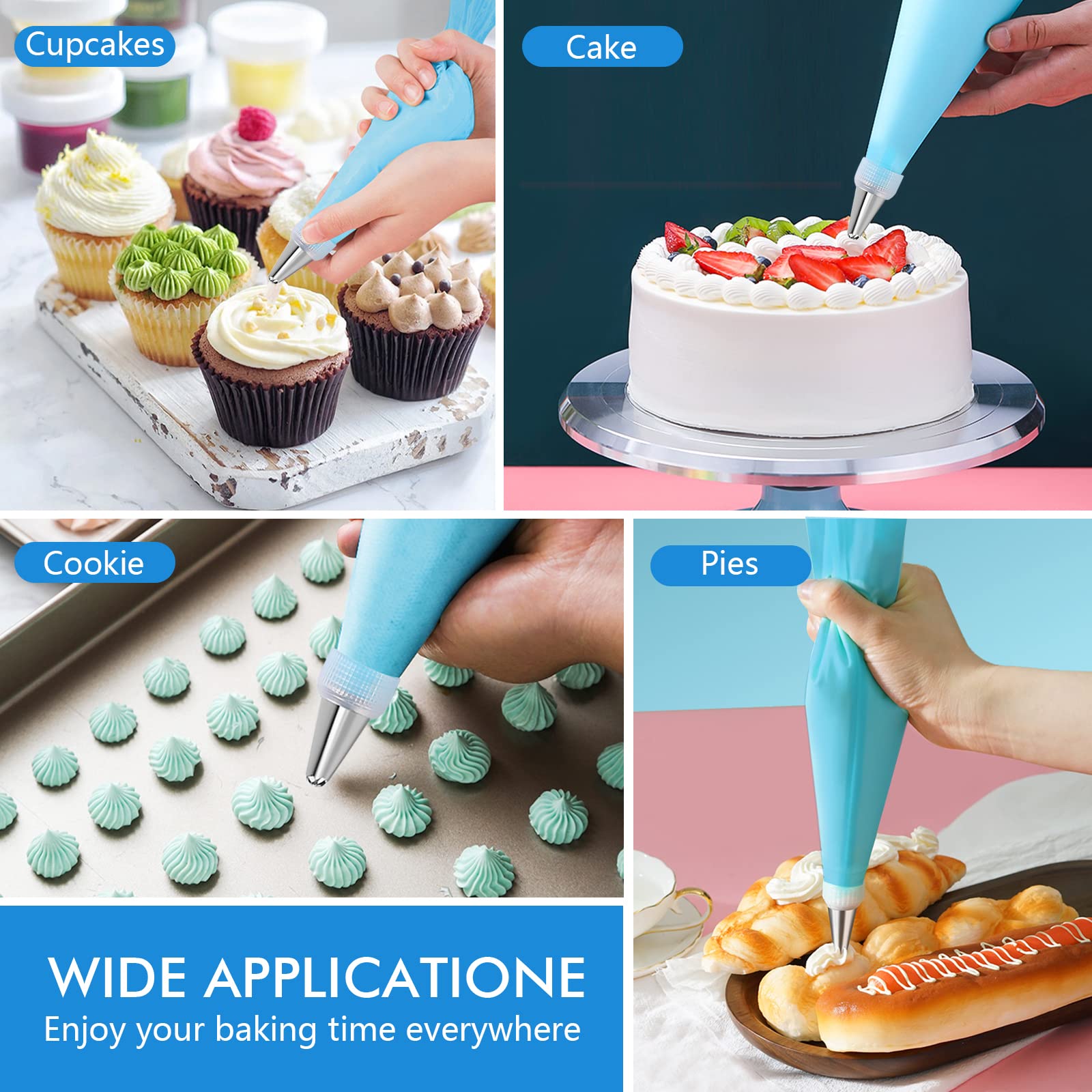 33PCS Icing Piping Bags and Tips Set, Reusable Pastry Bags and Cake Decorating Frosting Piping Kit for Baking, with Scrapers, Couplers, Silicone Rings, Cake Decorating Tools for Cake, Cupcake, Cookie