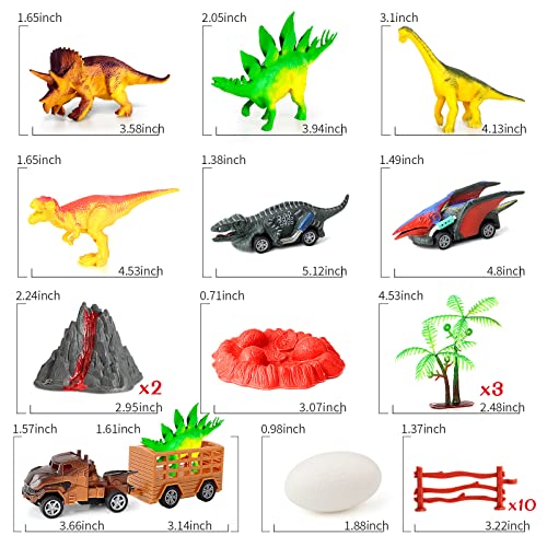 Deejoy Toy Truck, Dinosaur Transport Car with Dinosaur Toys, Dinosaur Pull Back car, Play mat, Dinosaur Identification Cards, Dinosaur Playset Birthday Gift for Kids Boys Grils 3 4 5 6 7