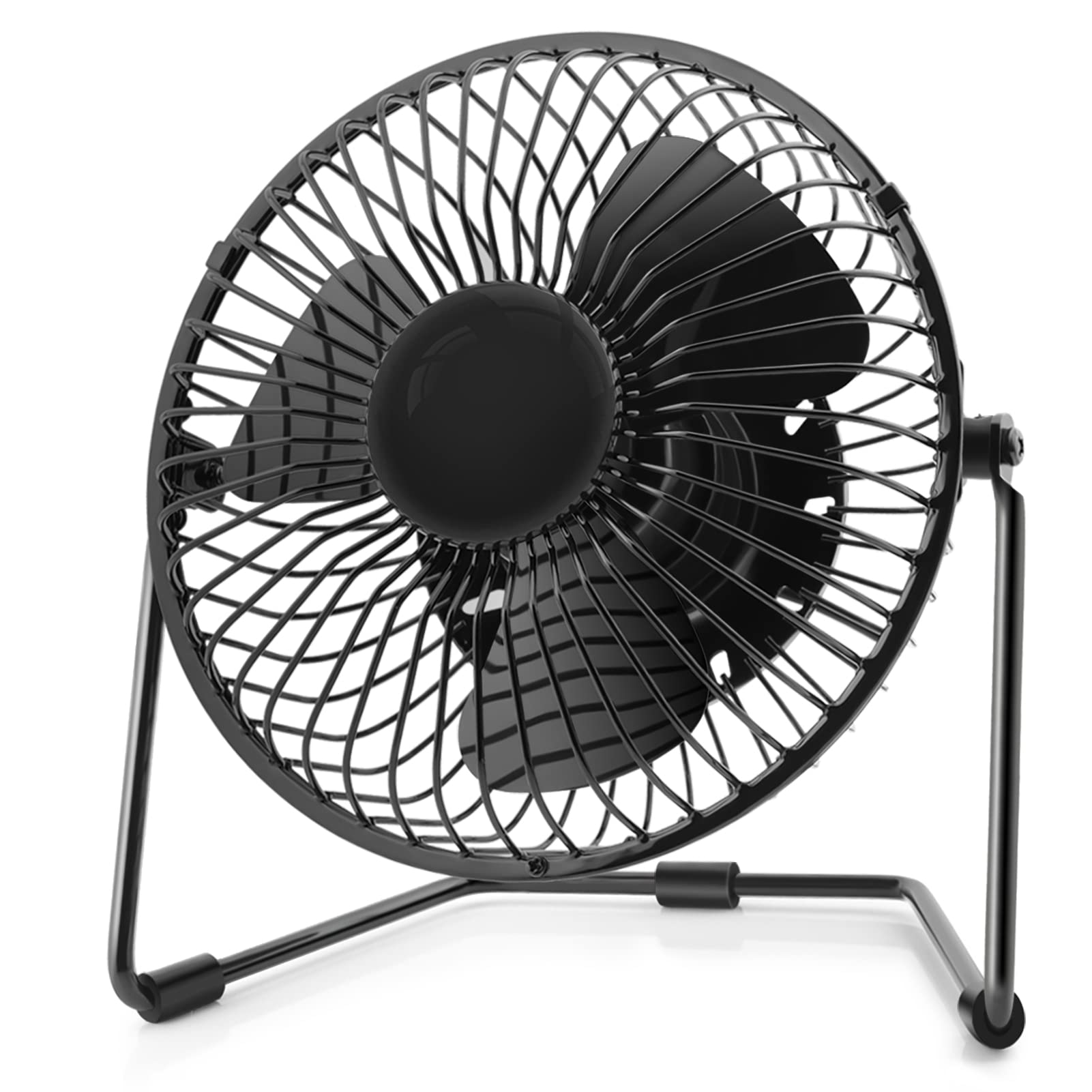 ALPIAZ 5 inch USB Fan, Portable Small Desk Fan, Mini Personal Fan with Two Speed Settings, Super Quiet Table Fan, Metal Design, 360° Up and Down, Perfect for Home Office