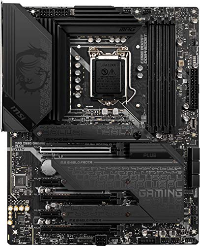 MSI MPG Z590 Gaming Plus Gaming Motherboard (ATX, 11th/10th Gen Intel Core, LGA 1200 Socket, DDR4, PCIe 4, CFX, M.2 Slots, USB 3.2 Gen 2, DP/HDMI, Mystic Light RGB)