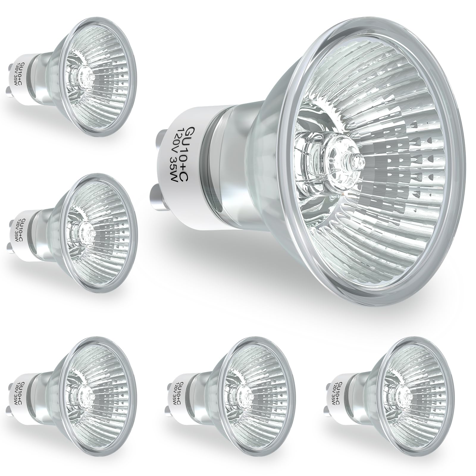 REIDEA GU10 Halogen Bulb - 6 Pack Halogen Light Bulbs, 120V 35W, Dimmable, 2700K Warm White, for Track Lights, Recessed Lighting, Accent Lights, Candle Warmers, Scented Wax Burners, Fragrance Melts