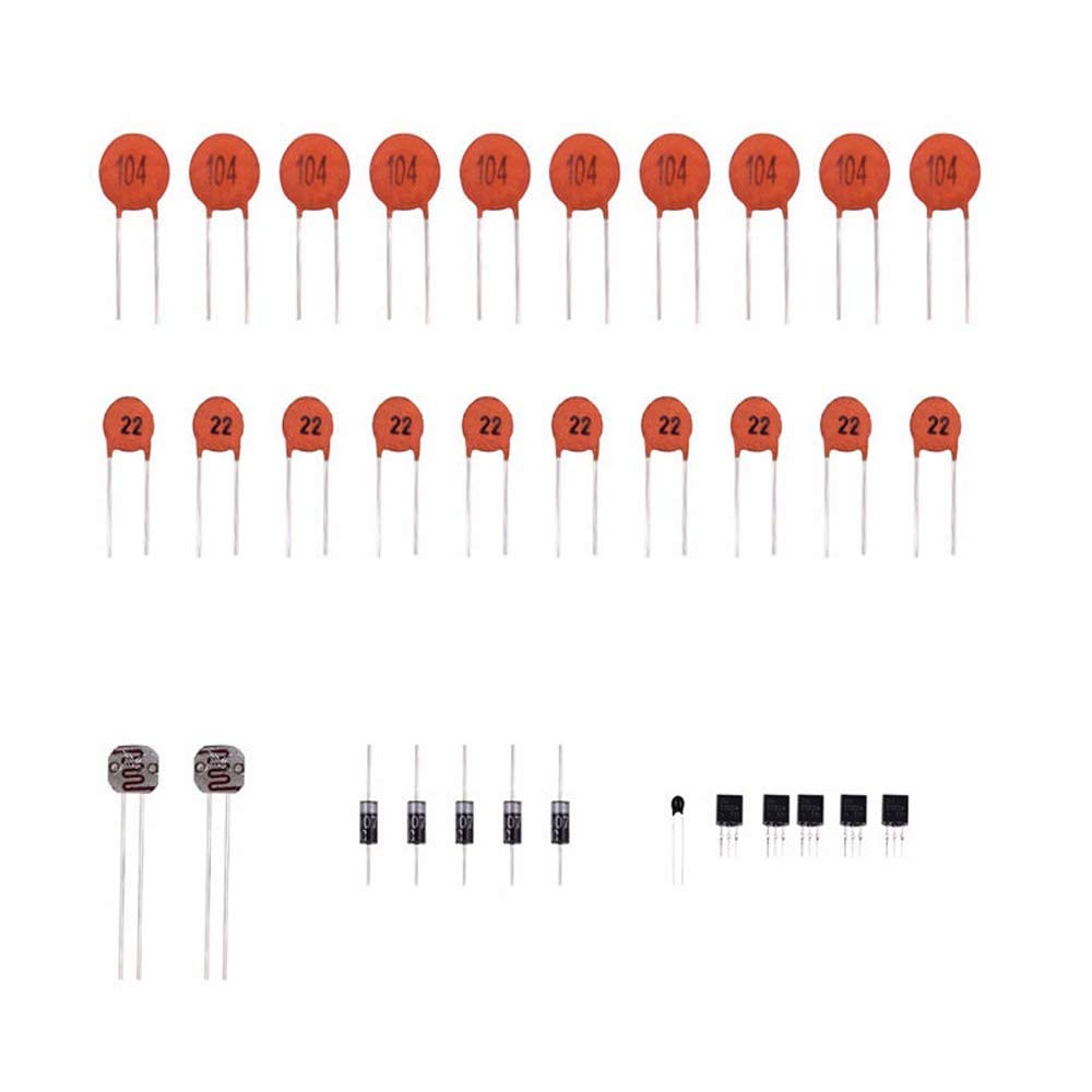Electronics Basic Component Starter Kit with Breadboard Power Supply Jumper Wires Resistors Capacitors LED Compatible with Arduino Raspberry Pi Prototype